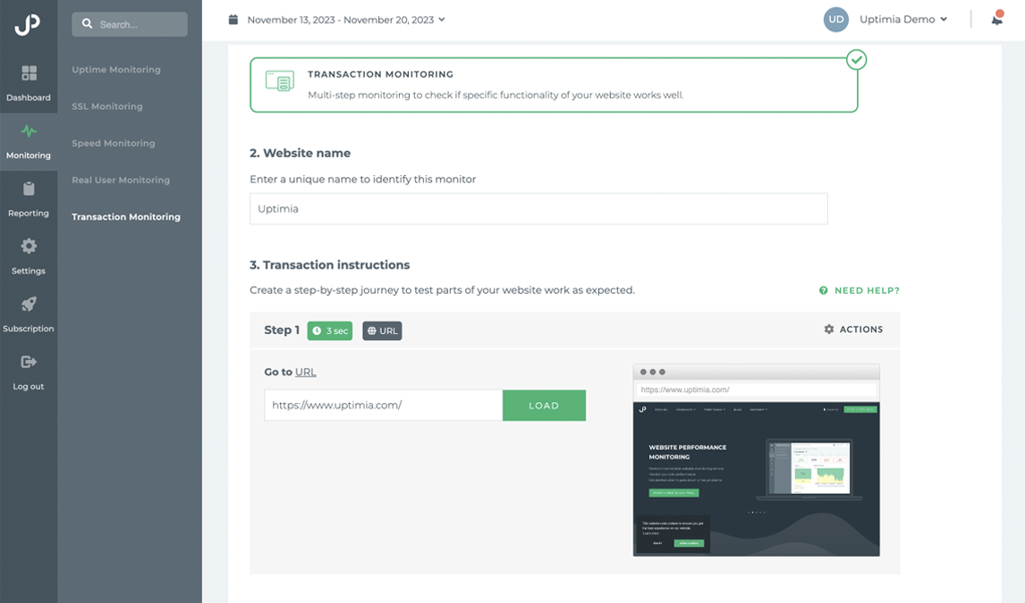 Website Transaction Monitoring - Monitor Web Transactions | Uptimia